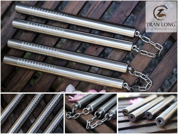 Côn nhị khúc Inox Trung Cấp dùng tập luyện biểu diễn Trần Long